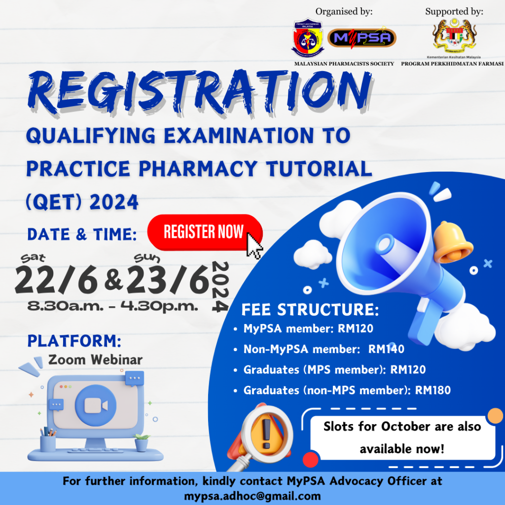 Qualifying Examination to Pharmacy Practice Tutorial 2024 - MyPSA